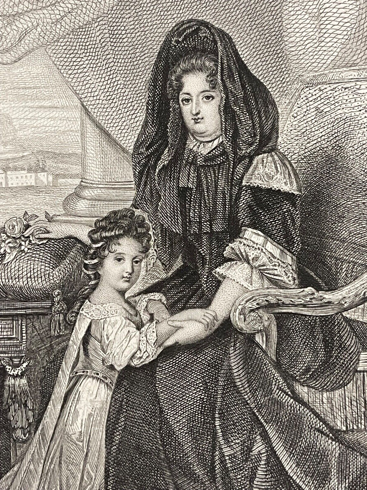 Madame de Maintenon épouse du Roi de France Louis XIV gravure vers 1850