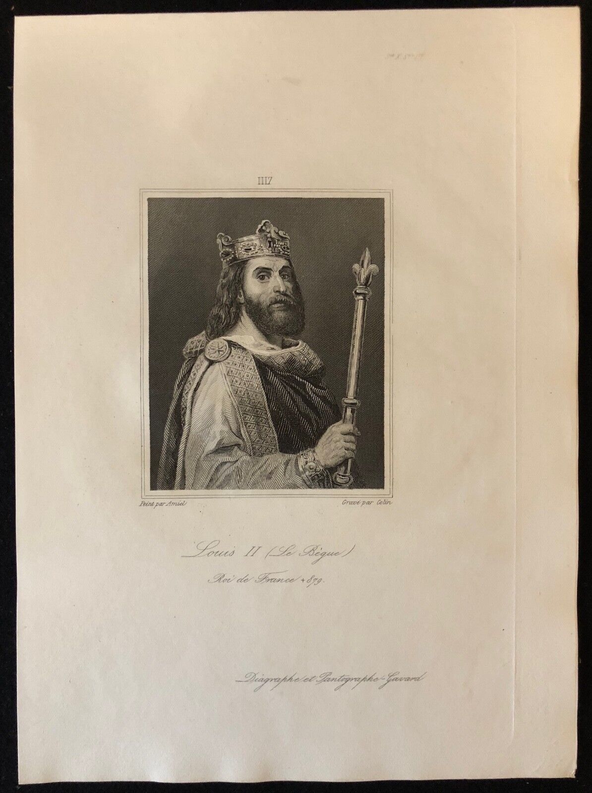 Louis II le bègue peint par Amiel gravé par Colin XIXe France