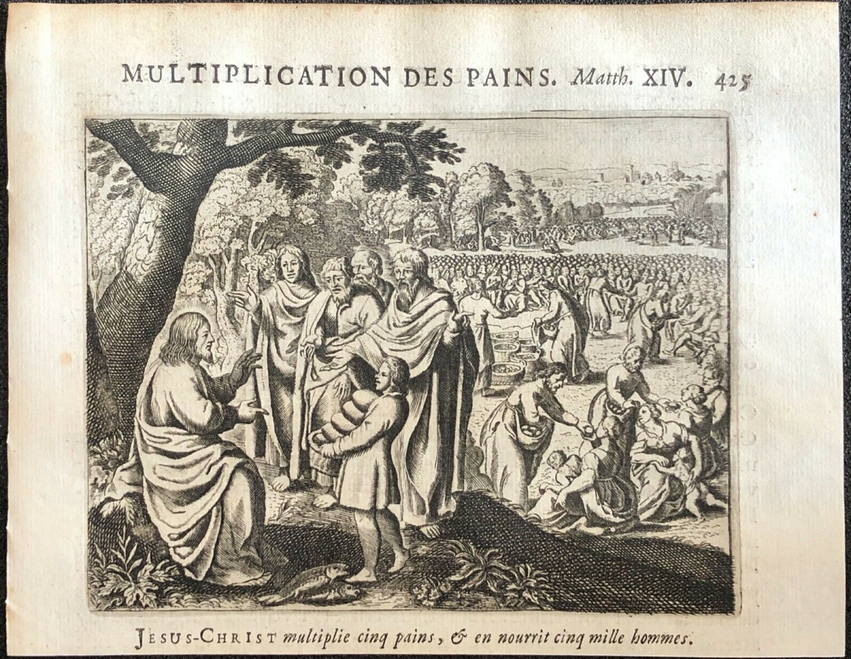 Multiplication des pains par le Christ d'après Matthäus MERIAN (1593 ...