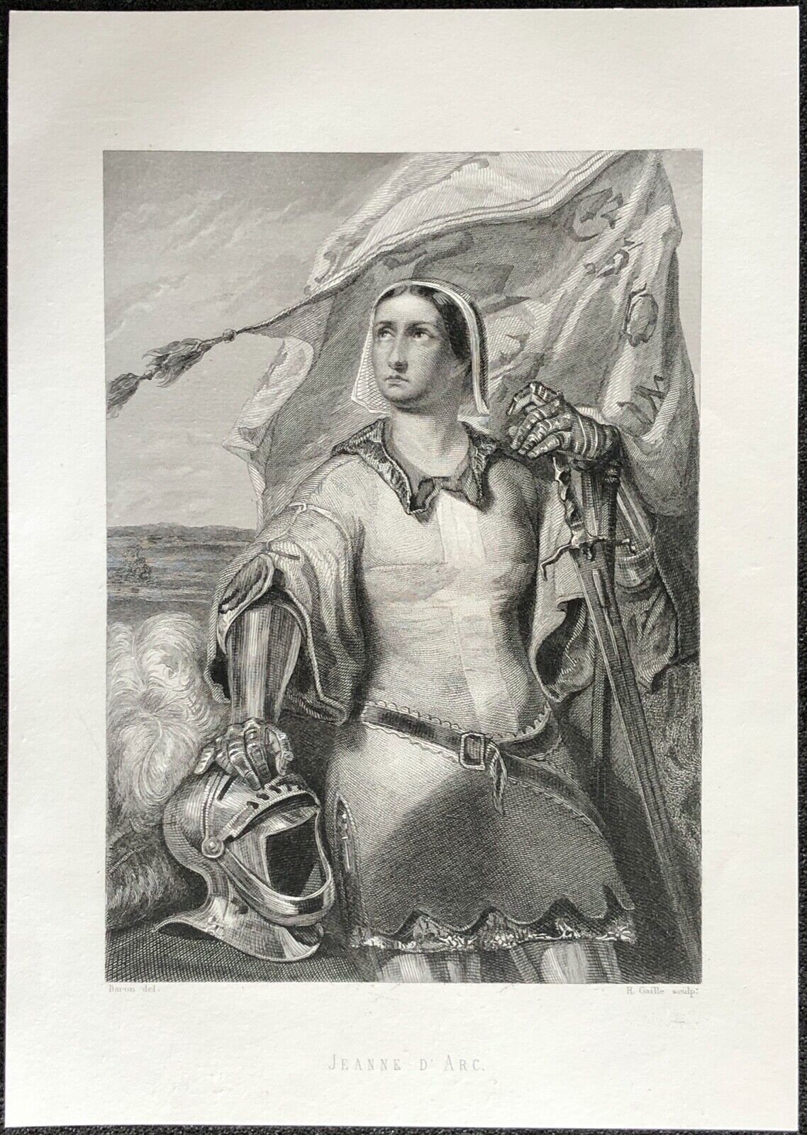 Jeanne d'Arc 1412-1431 Pucelle d' Orléans Guerre 100 ans Lithographie 1845