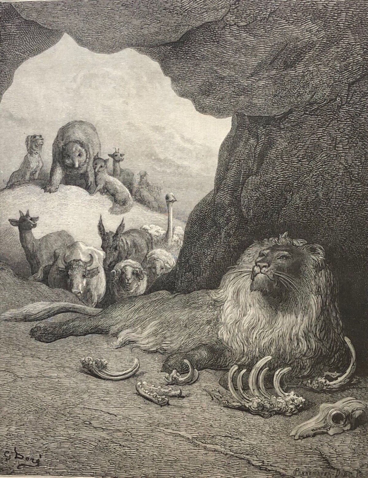 Gustave Doré le lion malade et le renard La Fontaine 1868