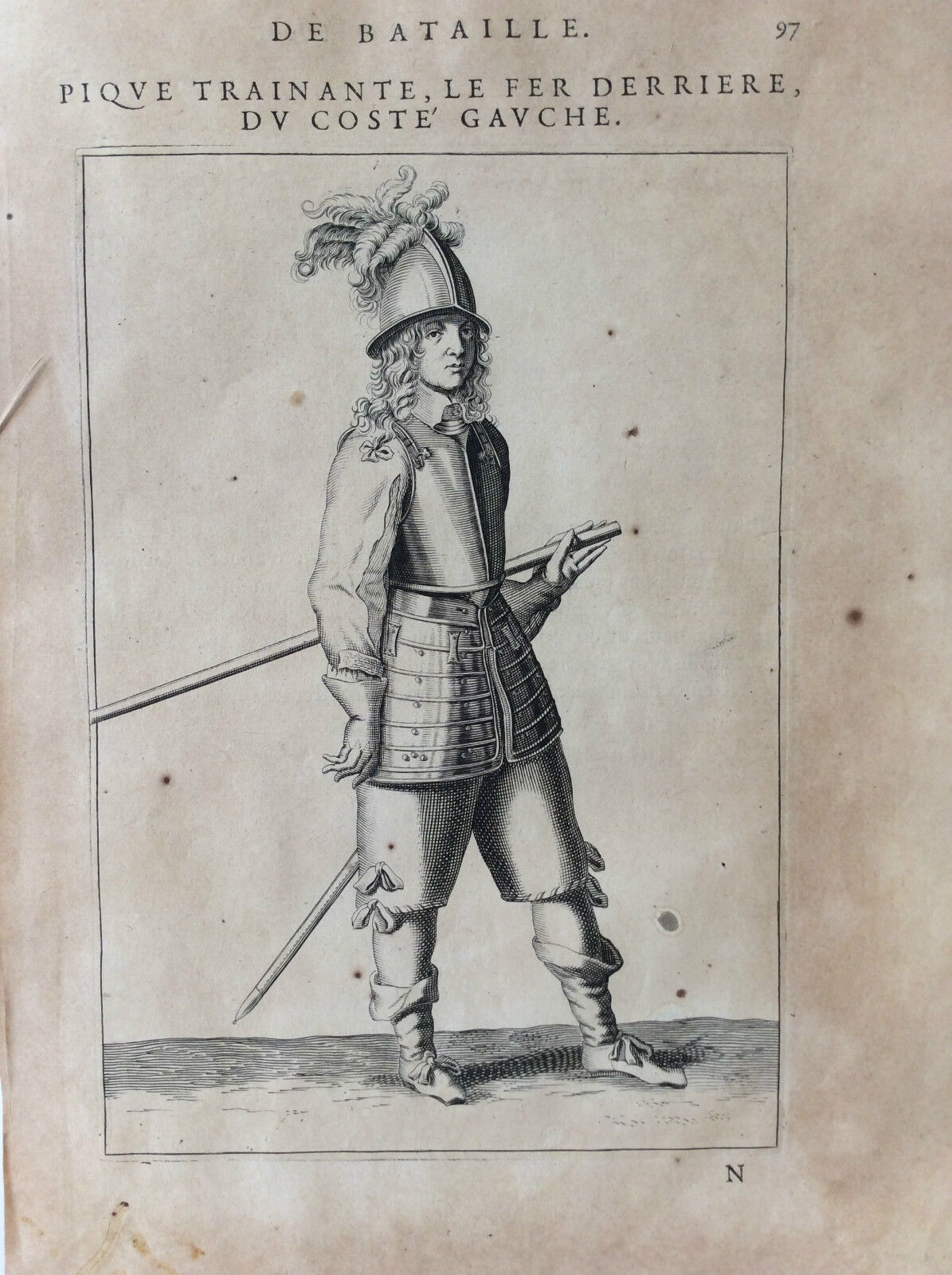 Mareschal De Lostelneau. Soldat pique uniforme XVII, Louis XIV. Estampe ...