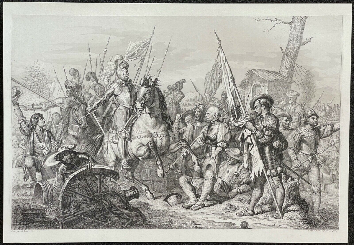 Bataille de Cérisoles 1544 Ceresole Alba Italie France Charles Quint c 1840