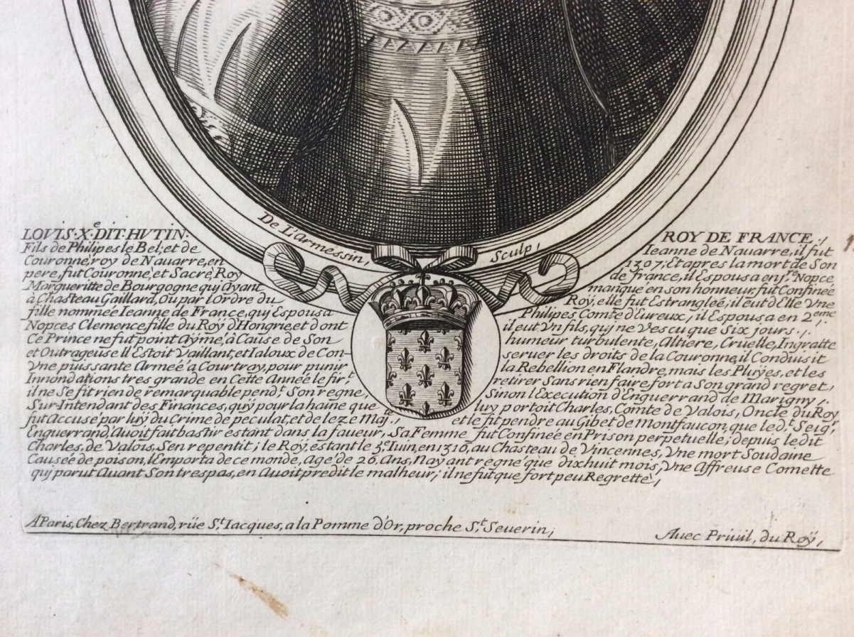 Louis X le Hutin, Roi de France par Nicolas II de Larmessin Circa 1686.